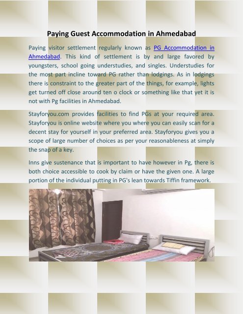 Paying Guest Accommodation