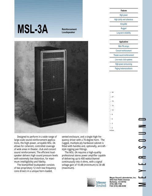 MSL-3A - Meyer Sound Laboratories Inc.