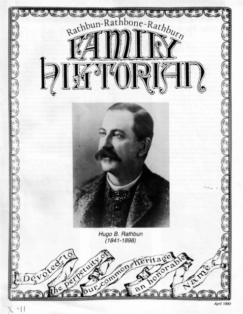 Hugo B. Rathbun - Rathbun / Rathbone / Rathburn Resources