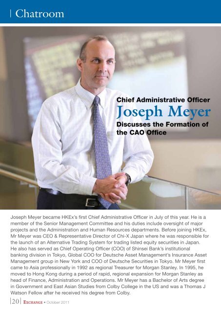 Joseph Meyer - Hong Kong Exchanges and Clearing Limited