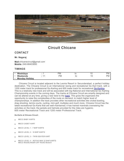Circuit Chicane | Car Racing Academy in Secunderabad | Racing Go ...