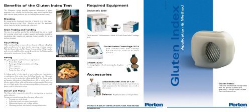 Gluten Inde x Applica tion & Method - Perten Instruments