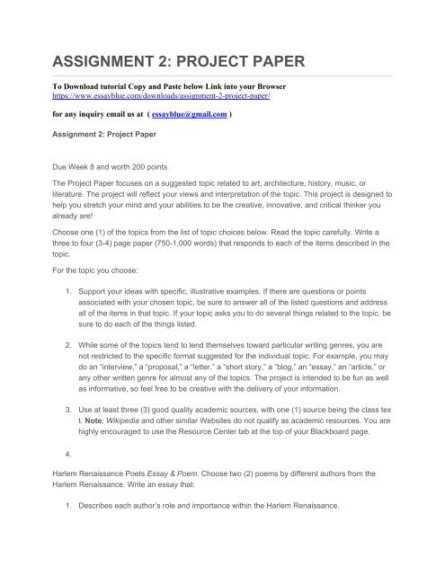 ASSIGNMENT 2 PROJECT PAPER