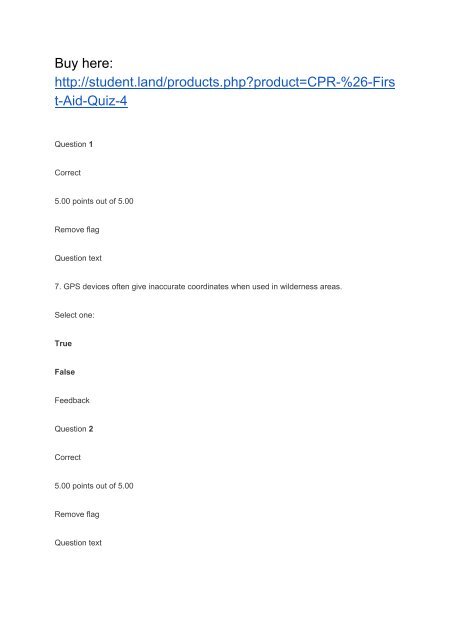 CPR & First Aid Quiz 4