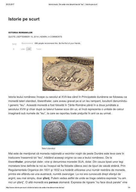 Istoria leului. De unde vine denumirea de “leu”