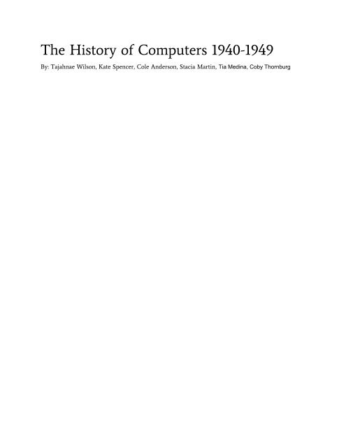 TheHistoryofComputers1940-1949Book