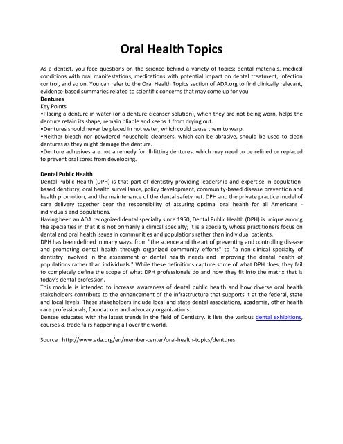 Oral Health Topics