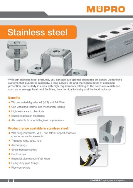MÜPRO Stainless steel products EN