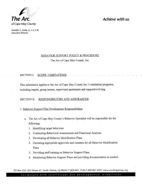 behavior support policy