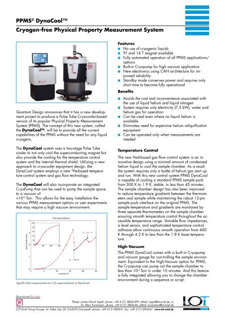 PPMS® DynaCool™ Cryogen-free Physical Property ... - L.O.T.-Oriel