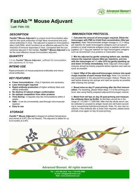 FMA-100 FastAb™ Mouse Adjuvant