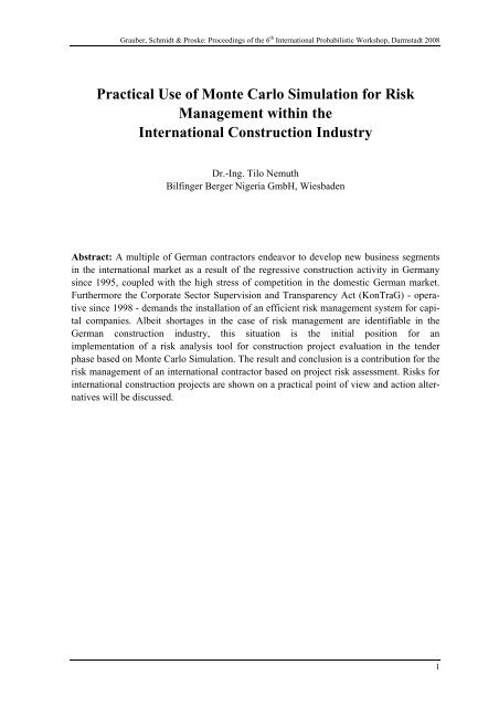 Practical Use of Monte Carlo Simulation for Risk Management within ...