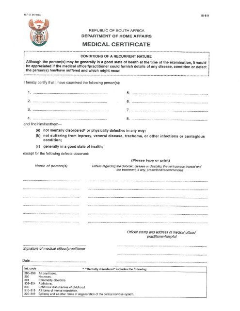 Medical certificate - BI 811