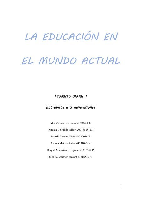 LA EDUCACIÓN EN EL MUNDO ACTUAL