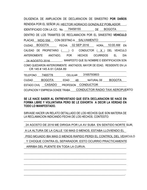 Formato Entrevista Conductor o Asegurado-Daños