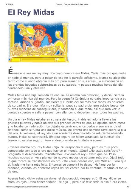 Cuentos Cuentos Infantiles El Rey Midas