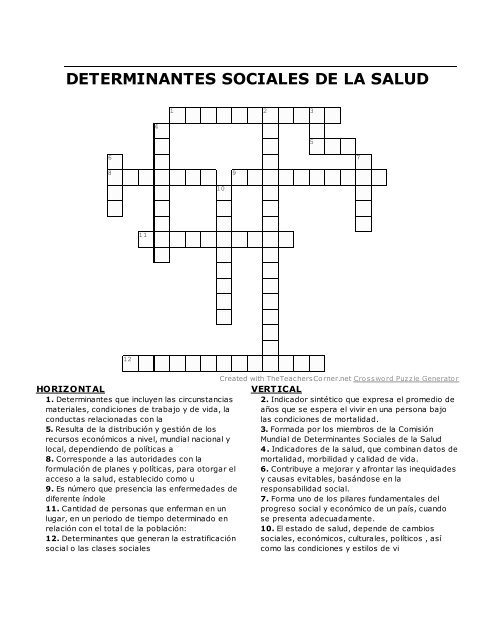 Crucigrama DSS Periódico Salud Pública