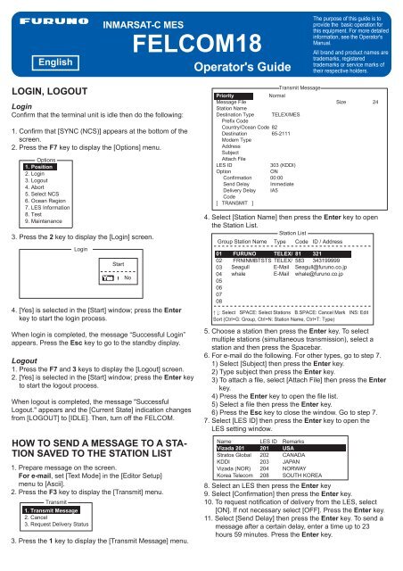 Felcom18 Operators' Guide