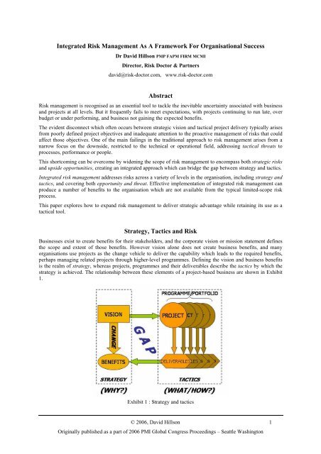Integrated Risk Management As A Framework For ... - Risk Doctor