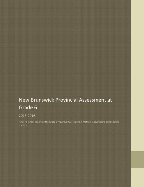 New Brunswick Provincial Assessment at Grade 6