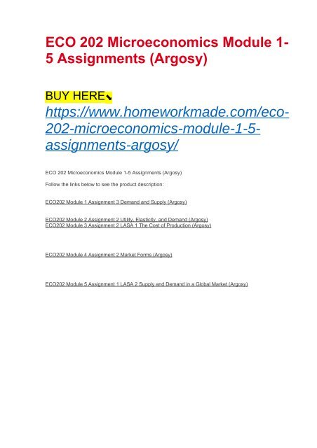 ECO 202 Microeconomics Module 1-5 Assignments (Argosy)