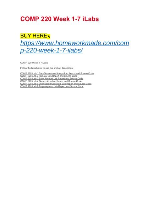COMP 220 Week 1-7 iLabs