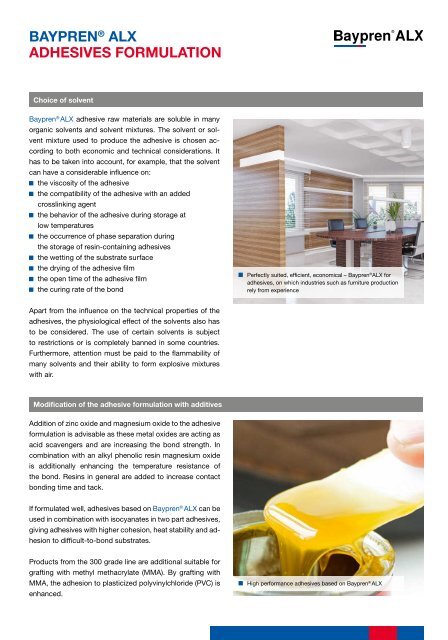 BAYPREN ® ALX ADHESIVES