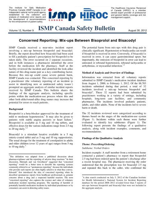 ISMP Canada Safety Bulletin