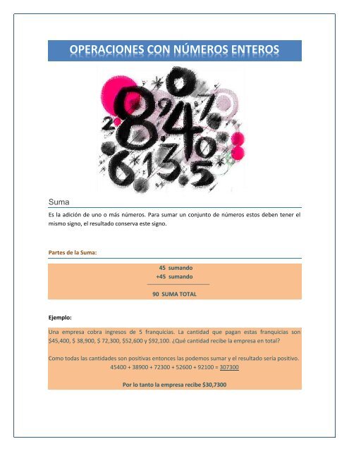 OPERACIONES CON NÚMEROS ENTEROS