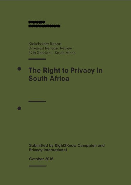 The Right to Privacy in South Africa
