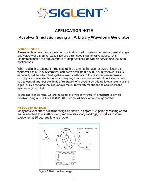 Resolver Simulation using an Arbitrary Waveform Generator
