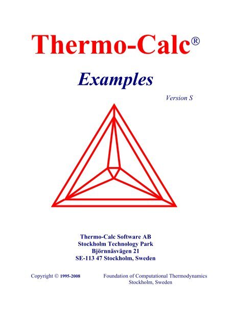 Examples Thermo Calc Software