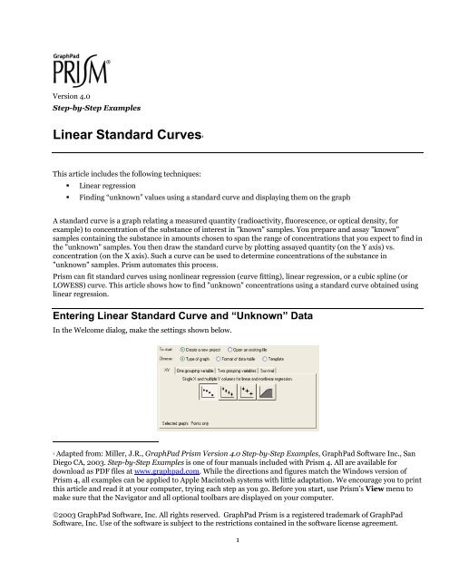 Linear standard curves - GraphPad Software