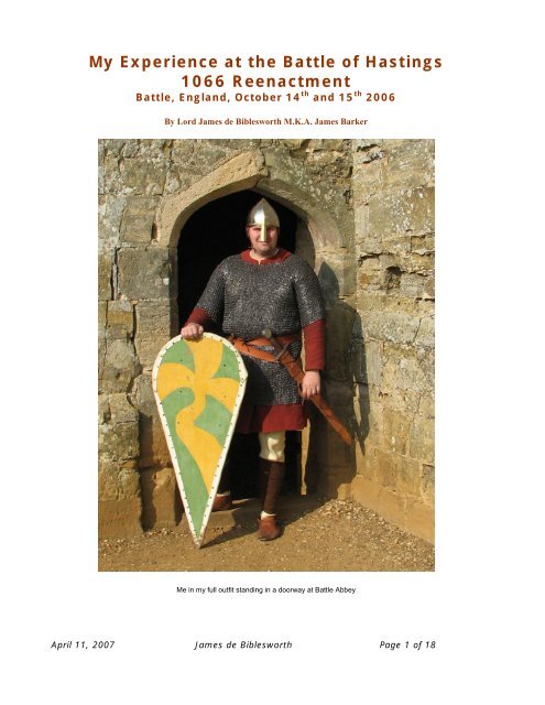 My Experience at the Battle of Hastings 1066 ... - Historic Life