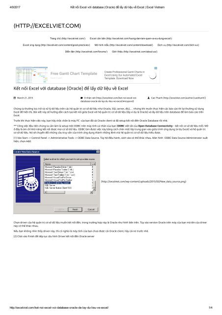 Kết Nối Excel Với Database Oracle để Lấy Dữ Liệu Về Excel Excel Vietnam