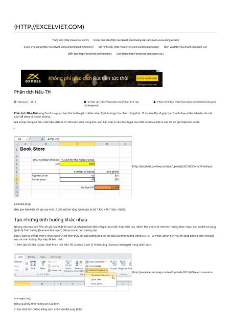 Phân tích Nếu-Thì _ Excel Vietnam