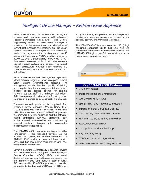 Intelligent Device Manager - Medical Grade Appliance - Nuvon