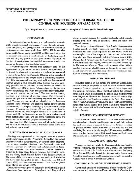 PRELIMINARY TECTONOSTRATIGRAPHIC TERRANE MAP OF ...