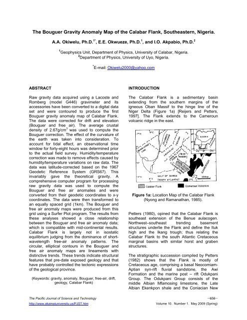 The Bouguer Gravity Anomaly Map of the Calabar Flank ...