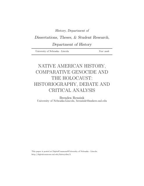 native american history, comparative genocide and the holocaust