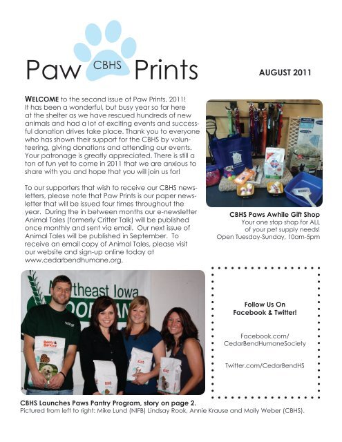 Paw Prints - Cedar Bend Humane Society