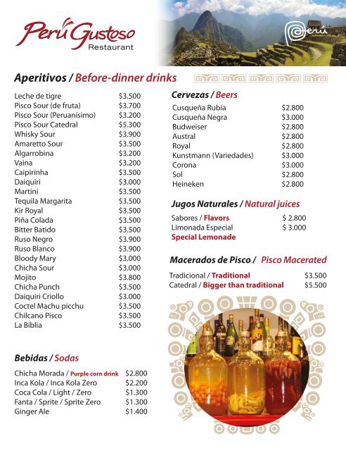Carta-Menú Perú Gustoso
