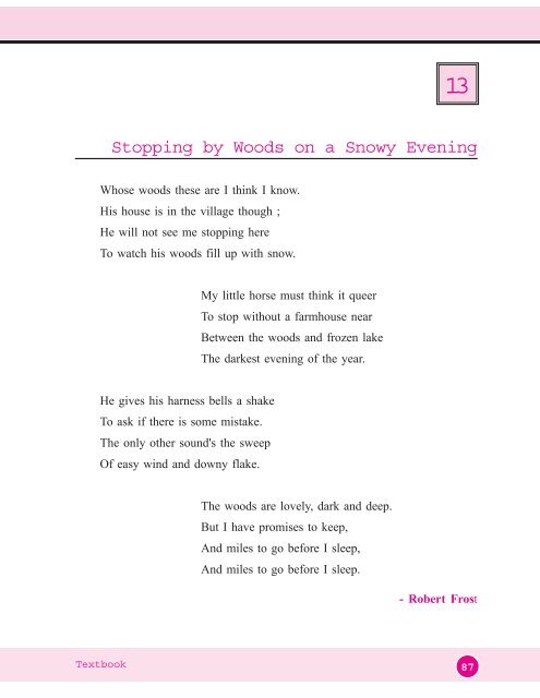 STOPPING BY WOODS EXERCISE