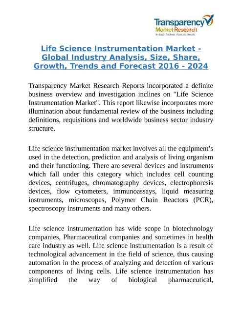 Life Science Instrumentation Market