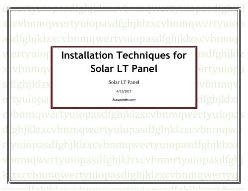 Installation Techniques for Solar LT Panel