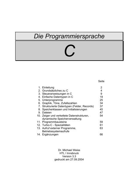 Die Programmiersprache C - lehrer