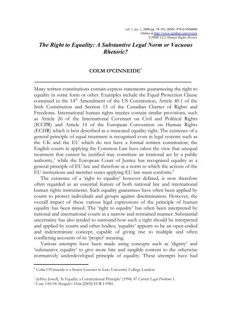 The Right to Equality - Student Human Rights Programme