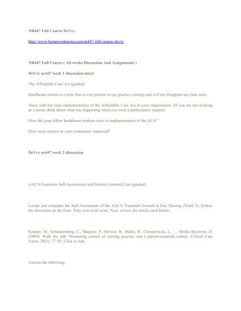 NR447 Full Course DeVry