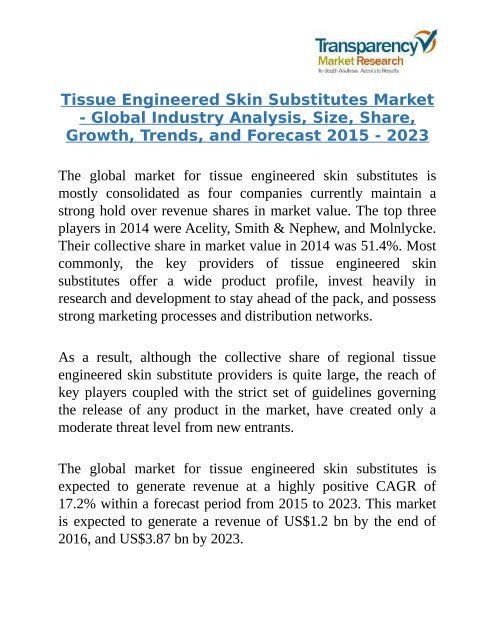 Tissue Engineered Skin Substitutes Market