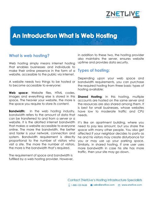 An Introduction What is Web Hosting